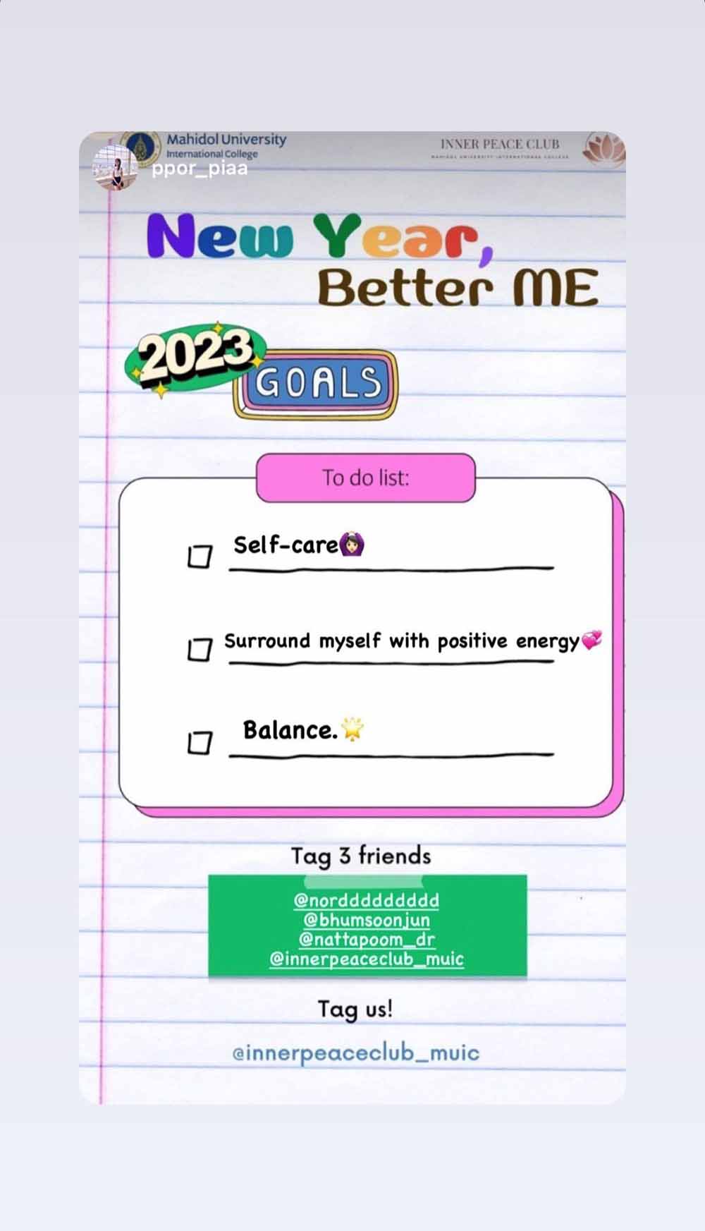 Inner Peace Club’s “New Year, Better Me” – MUIC: Mahidol University ...