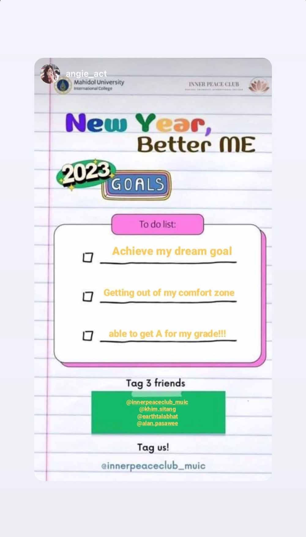 Inner Peace Club’s “New Year, Better Me” – MUIC: Mahidol University ...